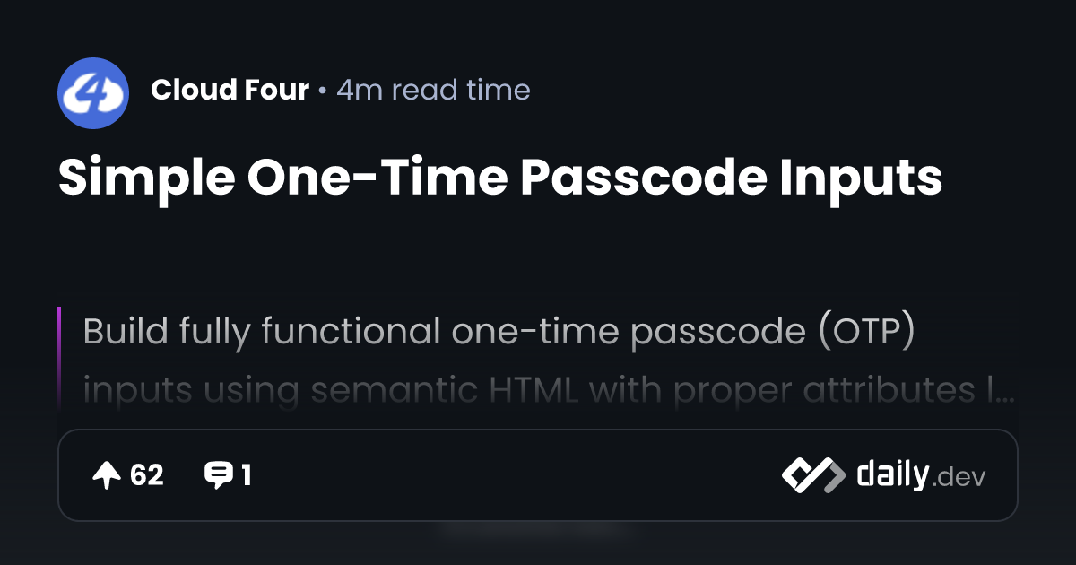 Simple One-Time Passcode Inputs | daily.dev