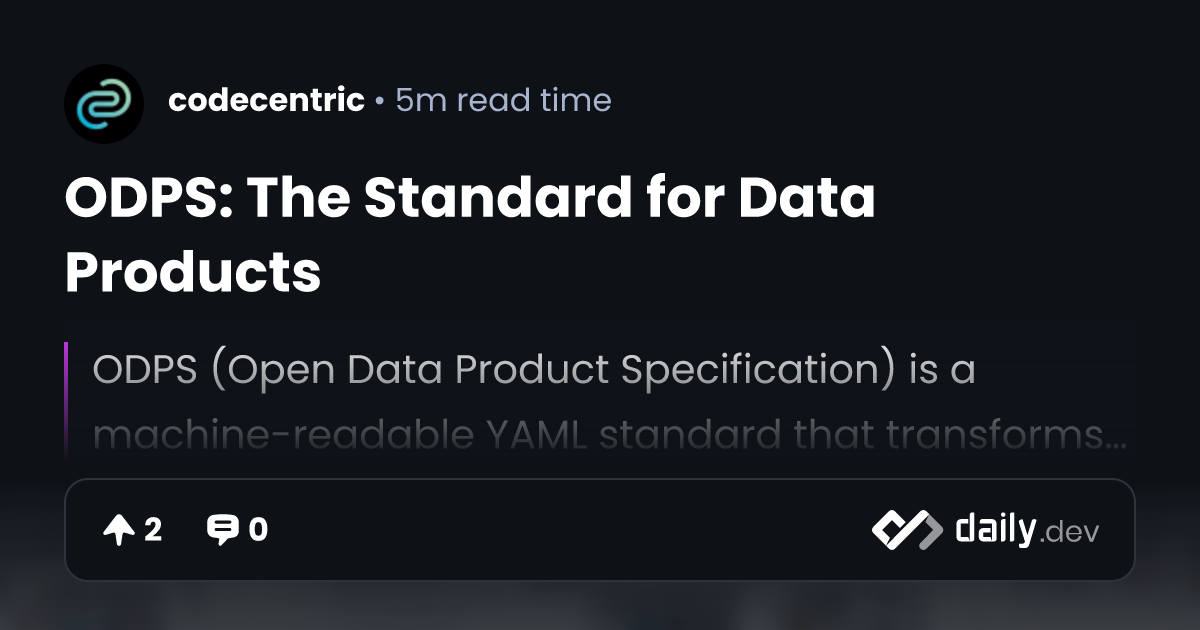 ODPS: The Standard for Data Products | daily.dev