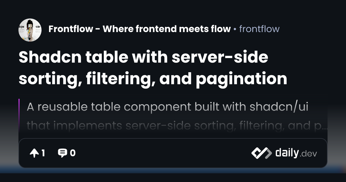 Shadcn table with server-side sorting, filtering, and...