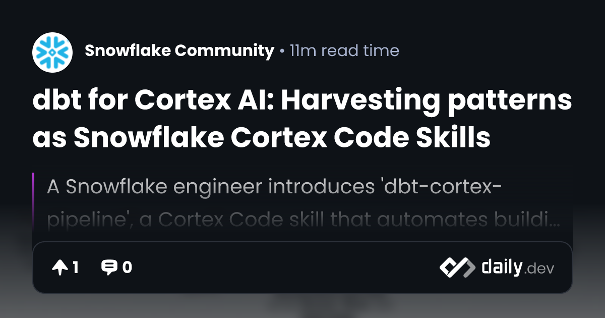 dbt for Cortex AI: Harvesting patterns as Snowflake...