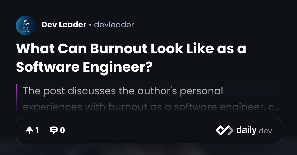 What Can Burnout Look Like as a Software Engineer?