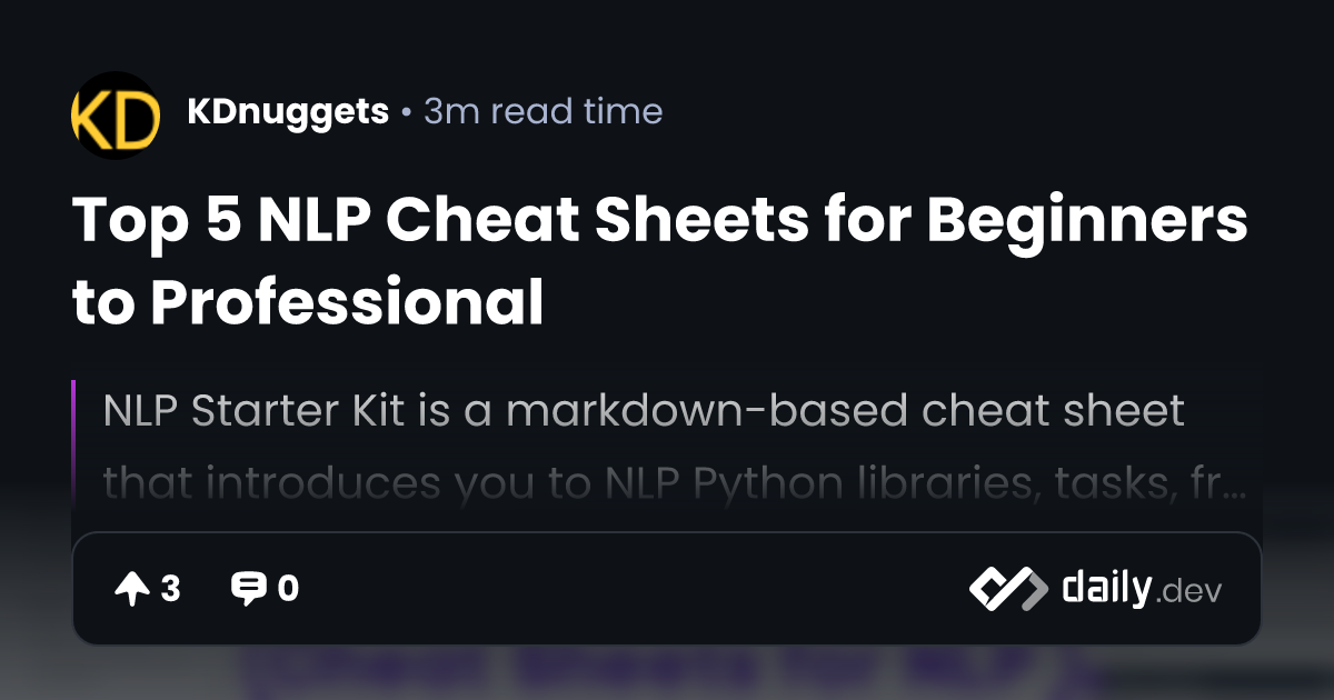 Top 5 NLP Cheat Sheets for Beginners to Professional