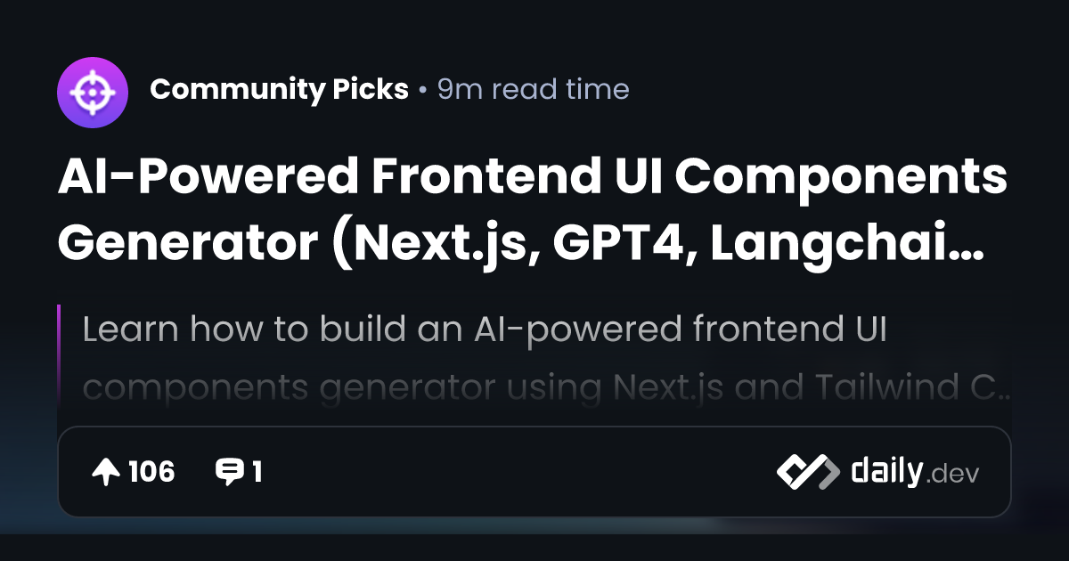 AI-Powered Frontend UI Components Generator (Next.js,...