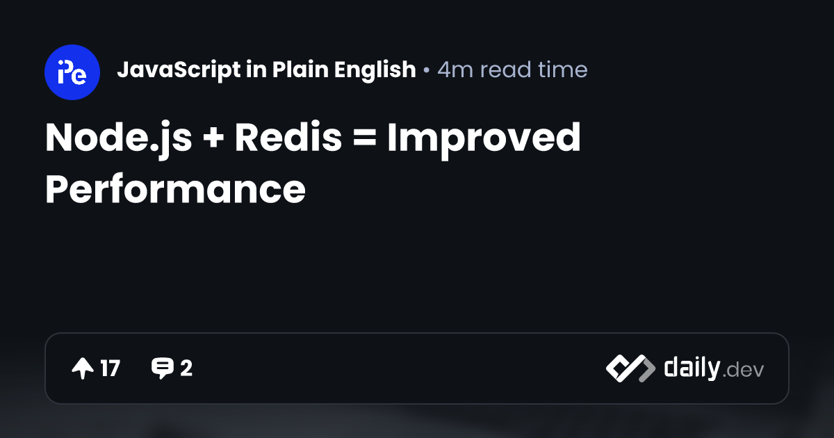 Nodejs Redis Improved Performance Dailydev 0387