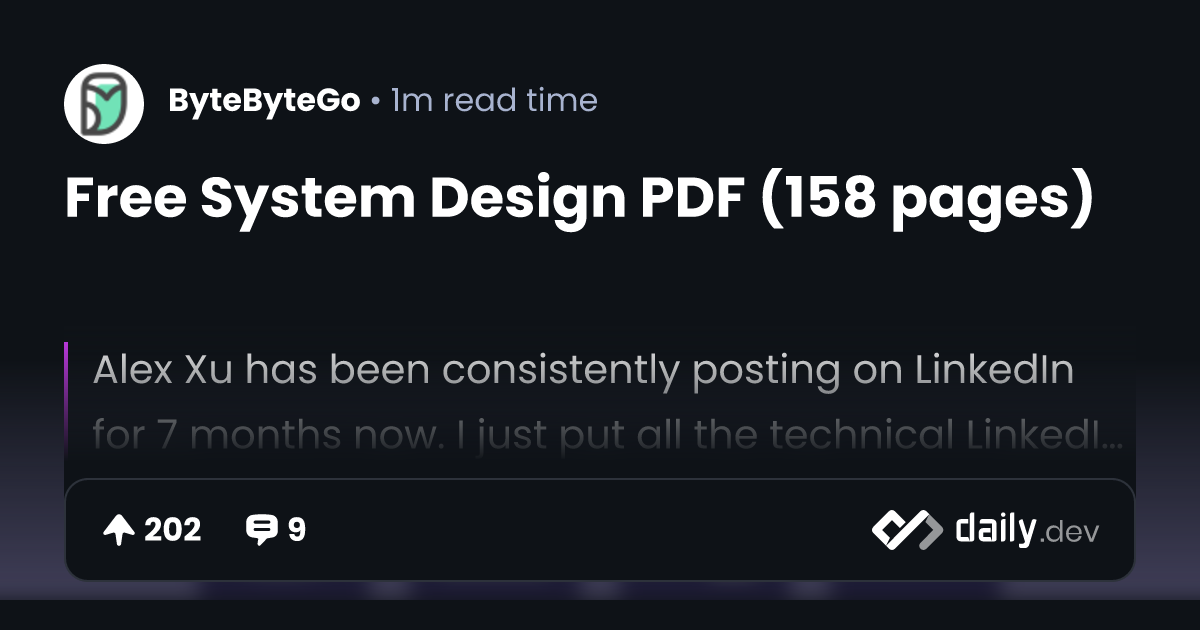 Free System Design PDF (158 pages) | daily.dev
