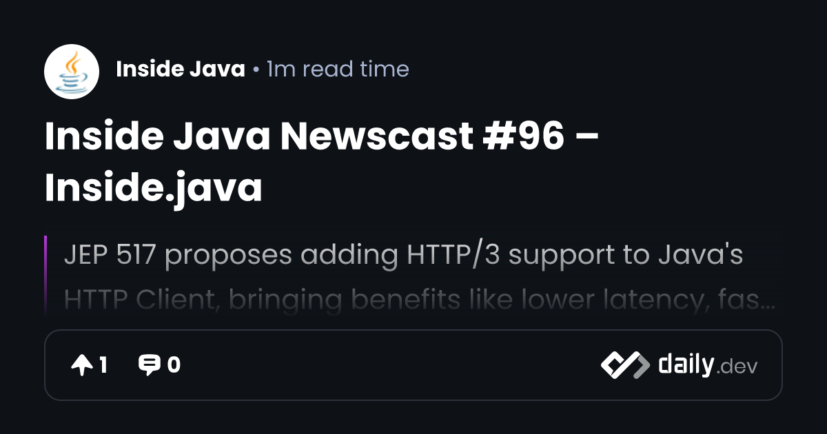 Inside Java Newscast #96 – Inside.java | daily.dev