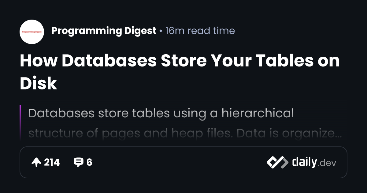 How Databases Store Your Tables On Disk Daily Dev