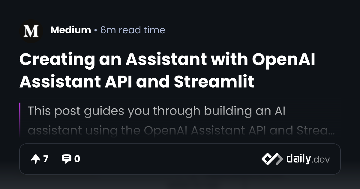 Creating an Assistant with OpenAI Assistant API and...