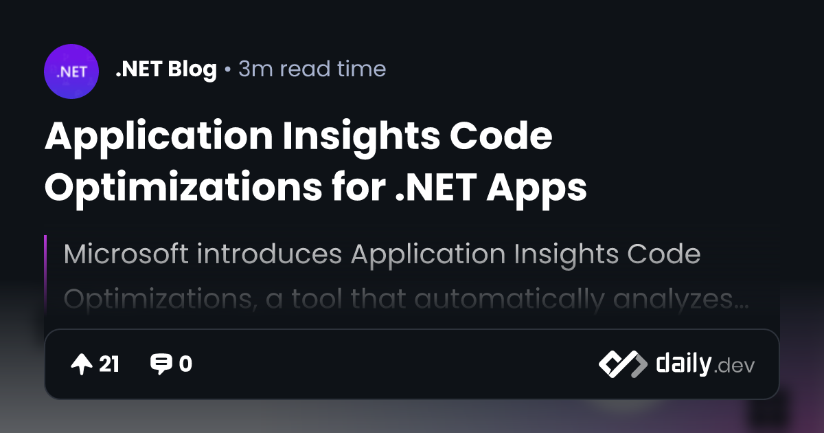 Application Insights Code Optimizations for .NET Apps