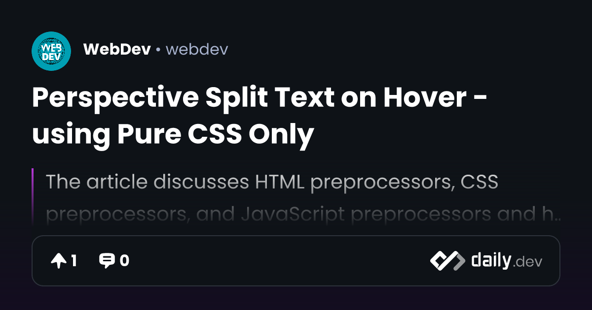 Perspective Split Text On Hover Using Pure Css Only Daily Dev