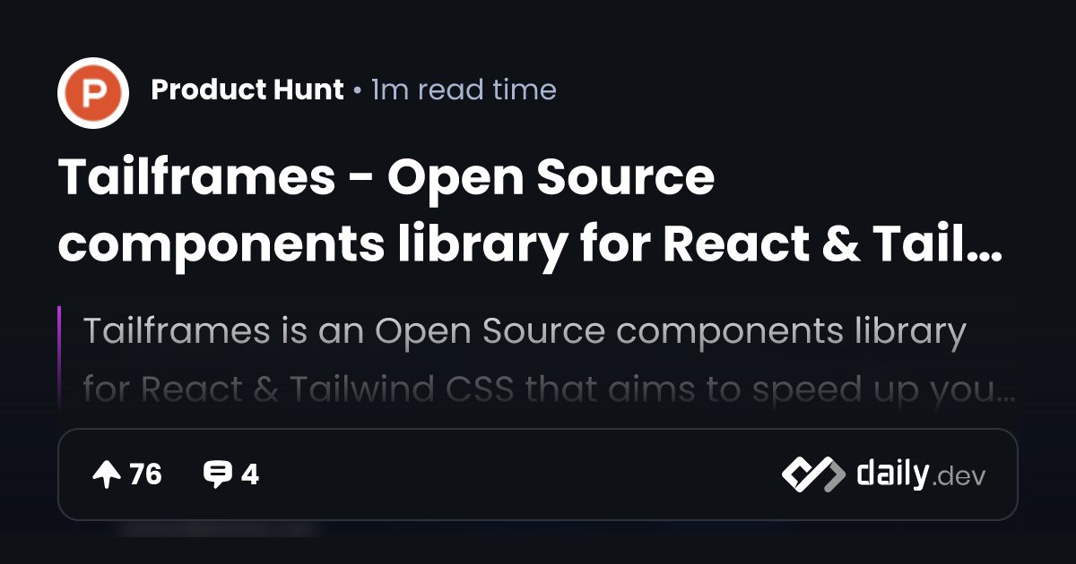 Tailframes - Open Source components library for React & Tailwind CSS ...