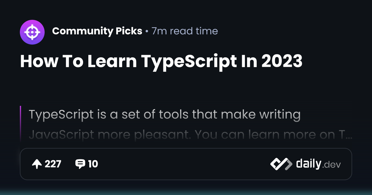 How To Learn Typescript In 2023 Dailydev
