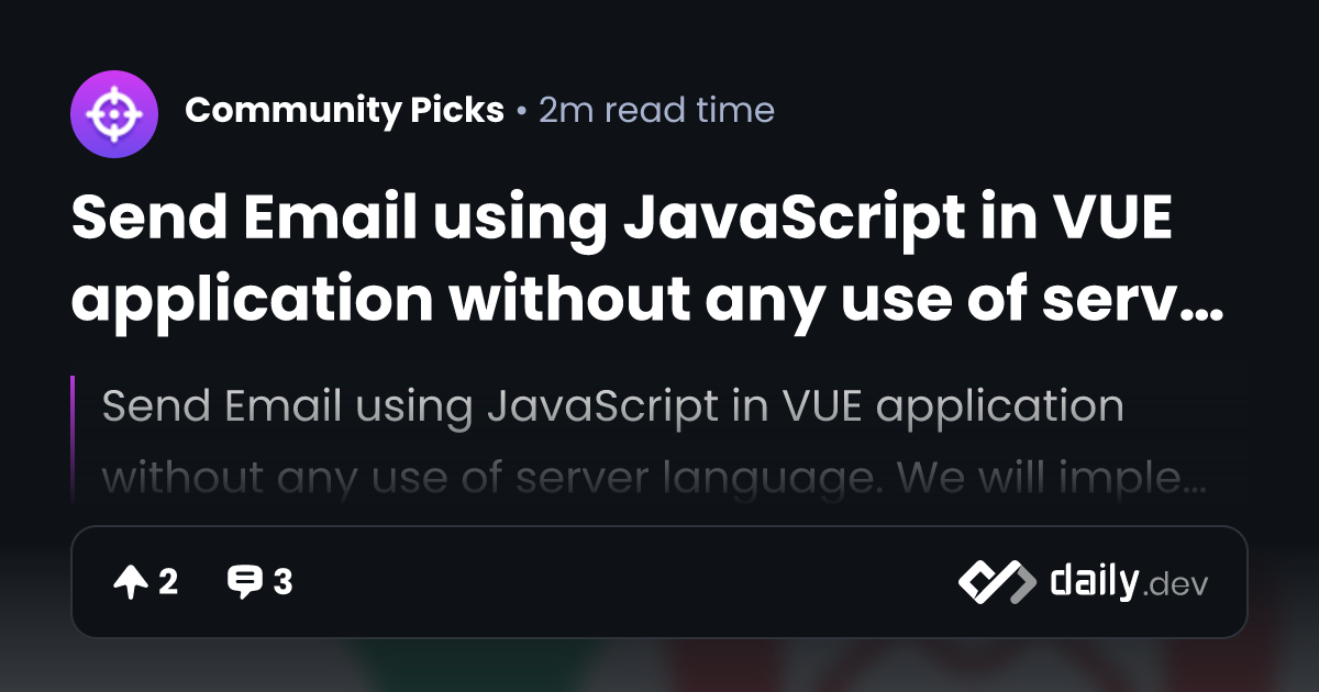 Send Email Using Javascript In Vue Application Without Any Use Of 