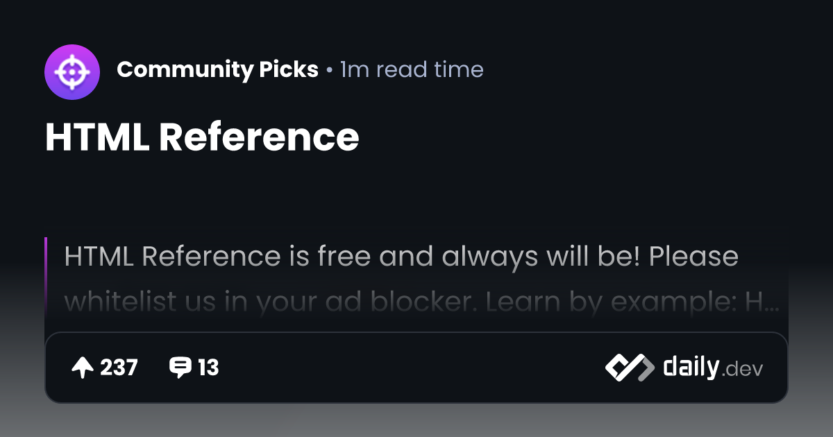 HTML Reference | daily.dev