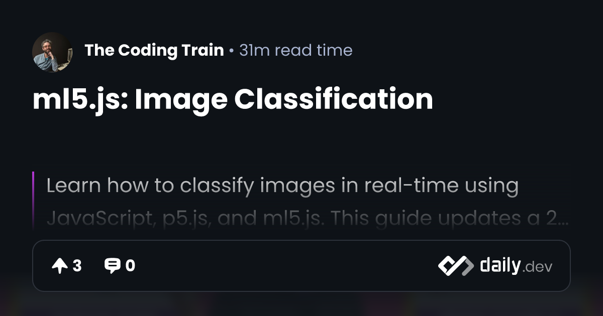 ml5.js: Image Classification | daily.dev
