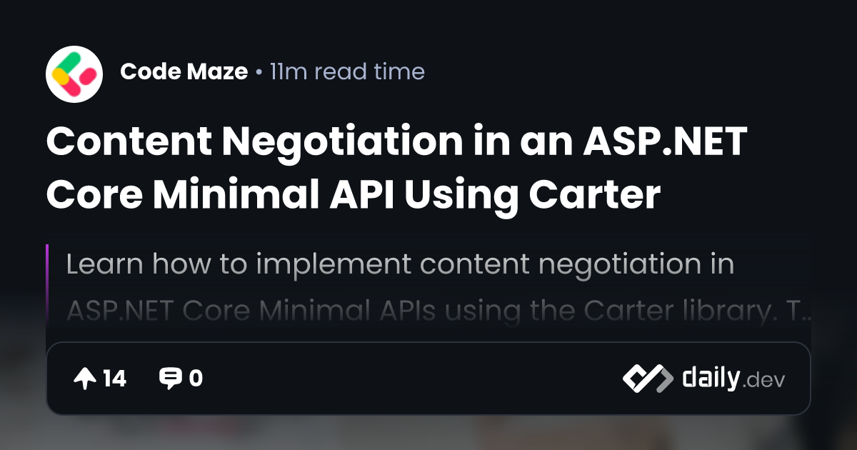 Content Negotiation in an ASP.NET Core Minimal API Using...