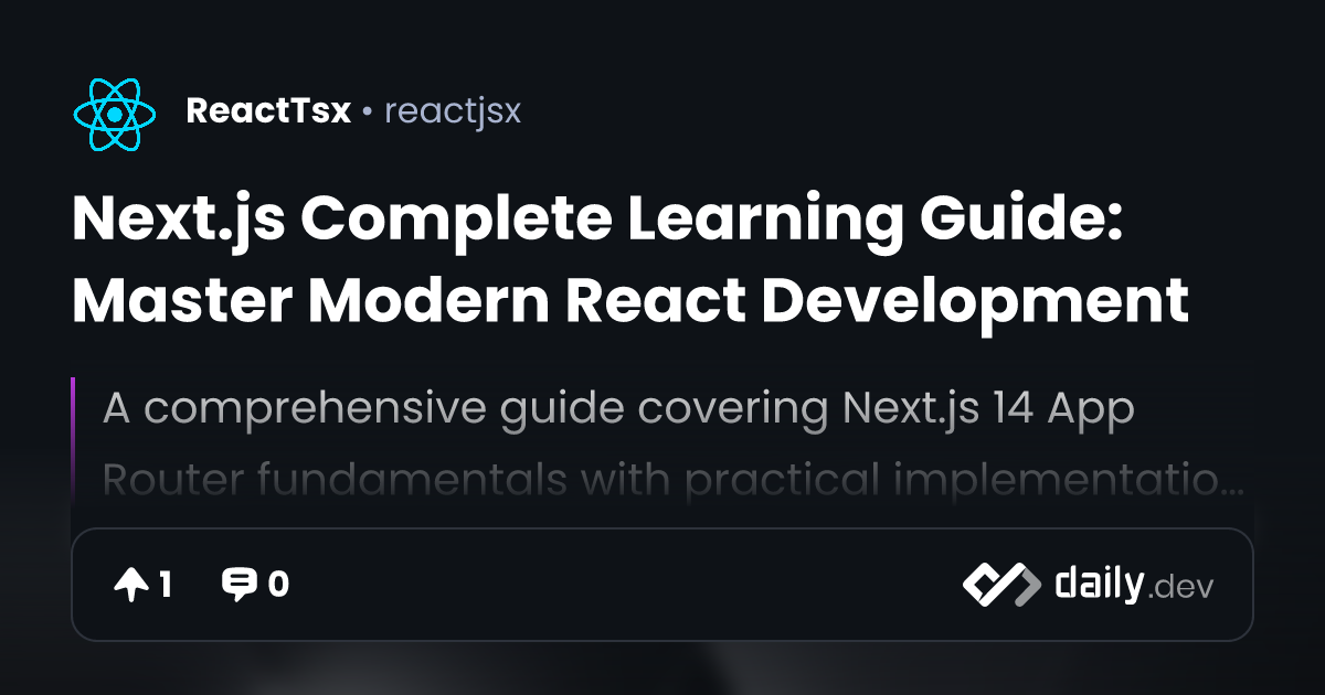 Next.js Complete Learning Guide: Master Modern React Development ...