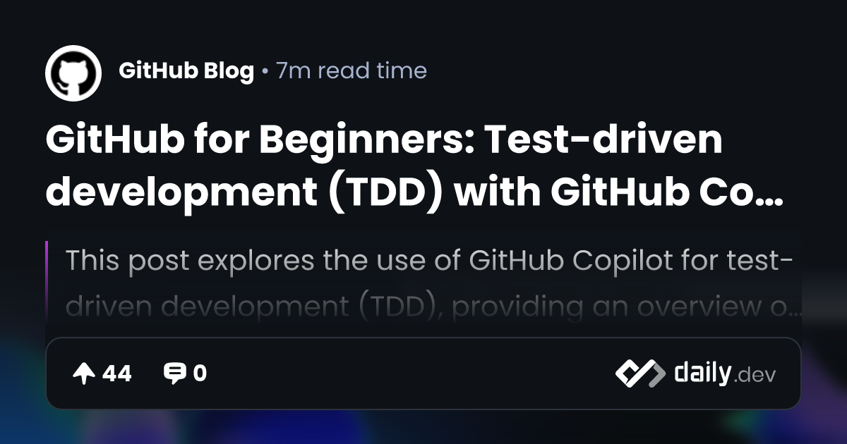 GitHub for Beginners: Test-driven development (TDD) with...