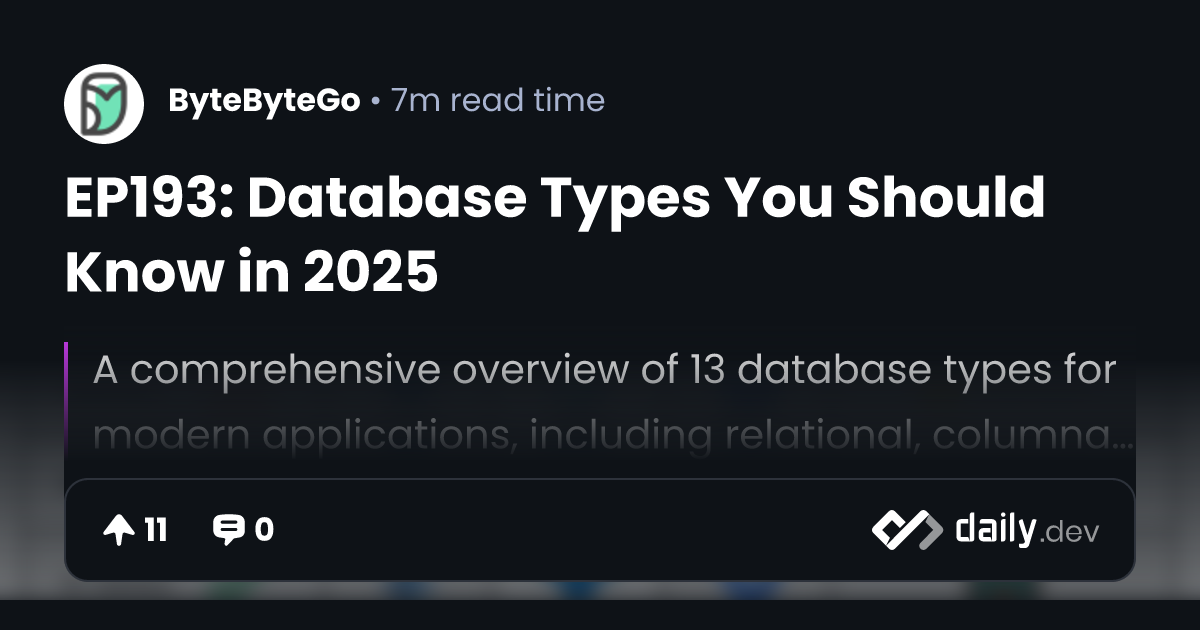 EP193: Database Types You Should Know in 2025 | daily.dev