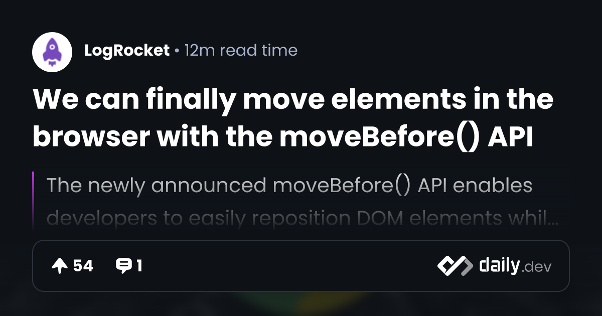 We can finally move elements in the browser with the...