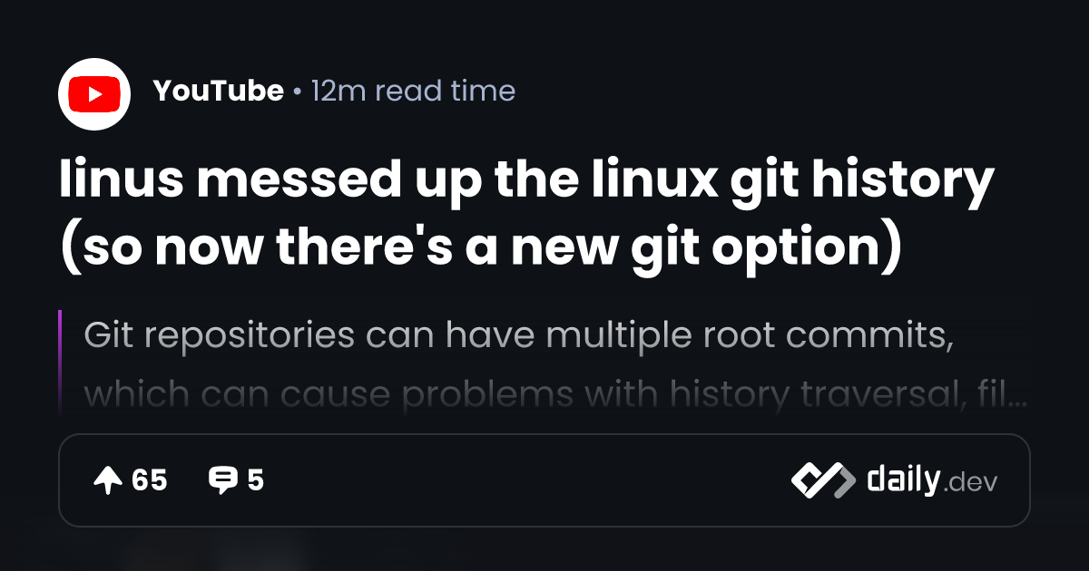 linus messed up the linux git history (so now there's a...