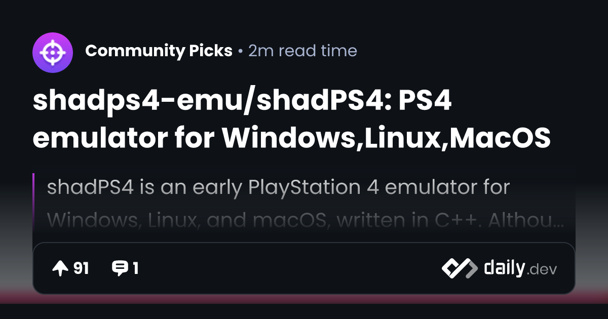 shadps4-emu/shadPS4: PS4 emulator for Windows,Linux,MacOS