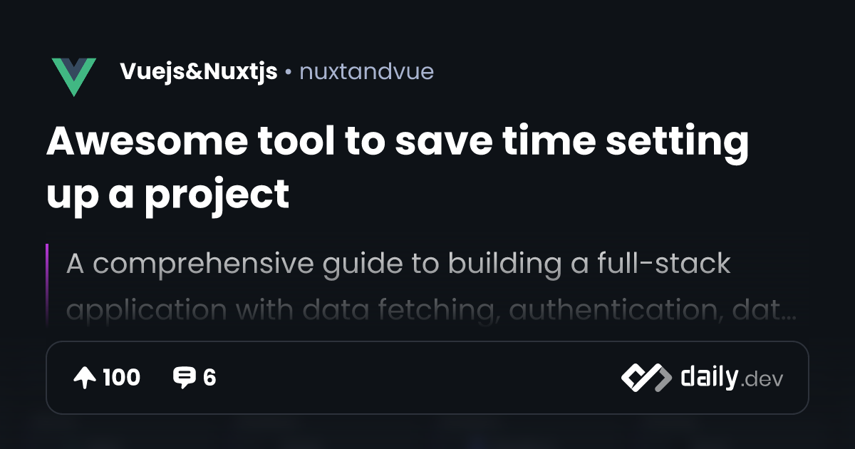 Awesome Tool To Save Time Setting Up A Project Daily Dev