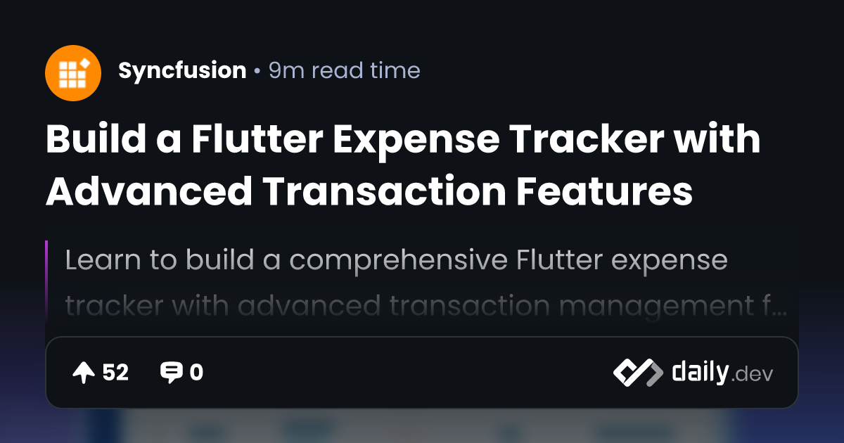 Build a Flutter Expense Tracker with Advanced Transaction Features ...