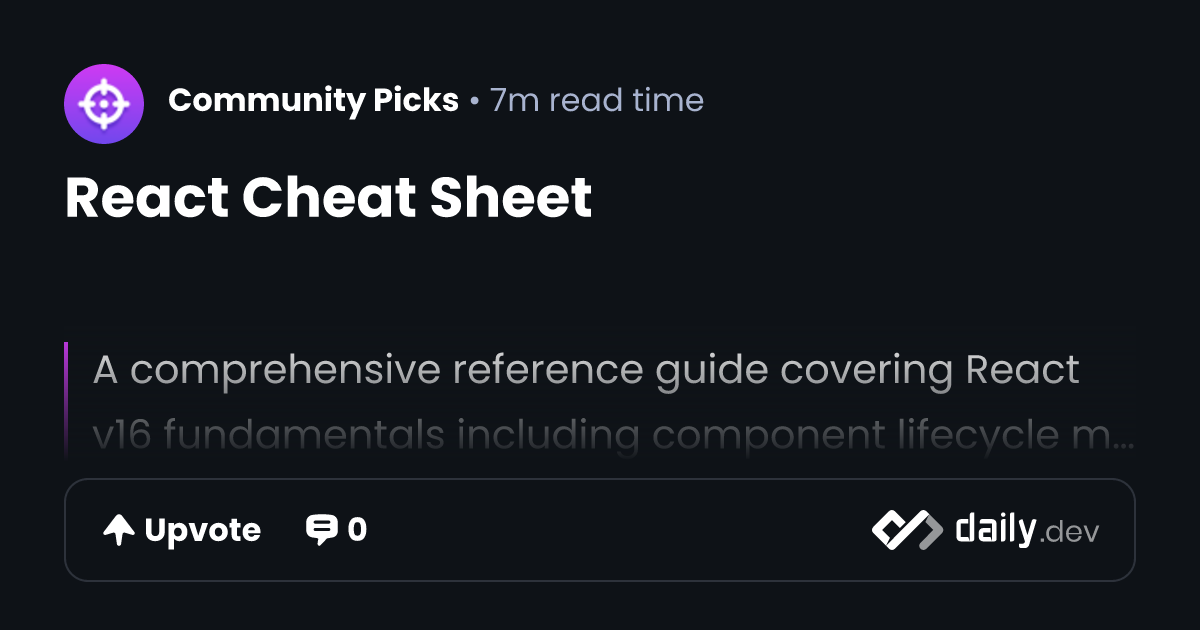 React Cheat Sheet | daily.dev