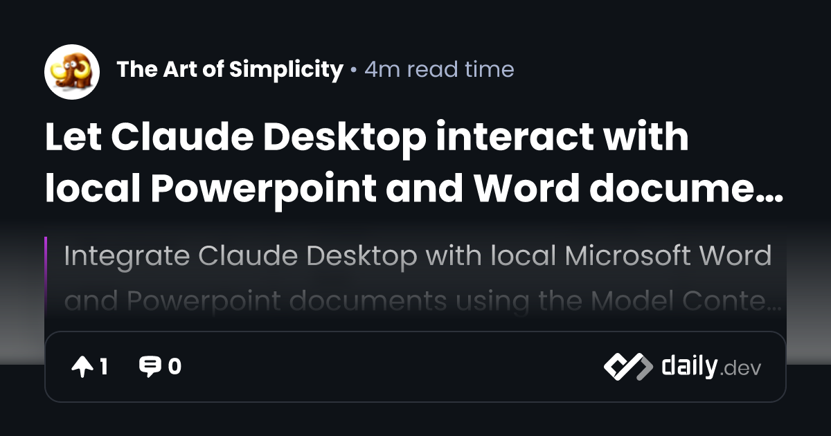 Let Claude Desktop interact with local Powerpoint and...
