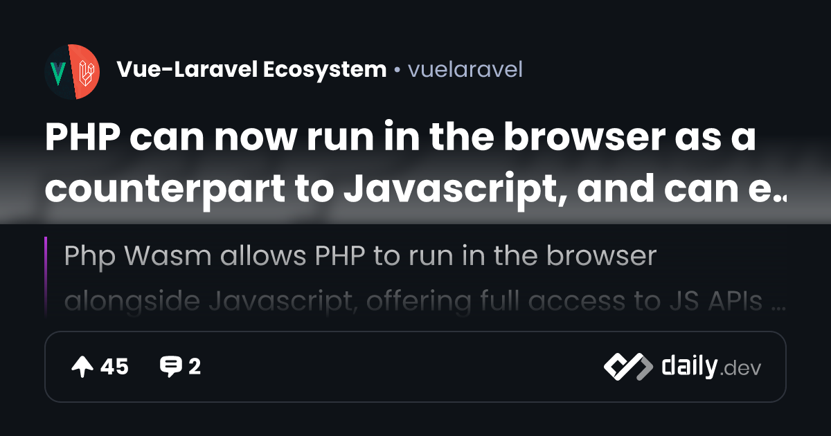 Php Can Now Run In The Browser As A Counterpart To Javascript And Can 2703