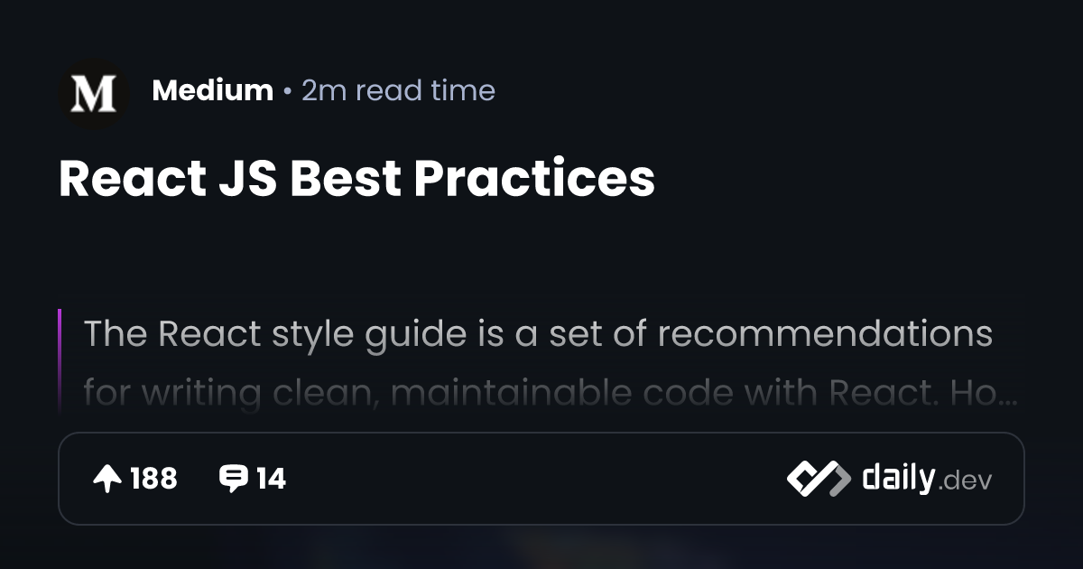 React JS Best Practices | daily.dev