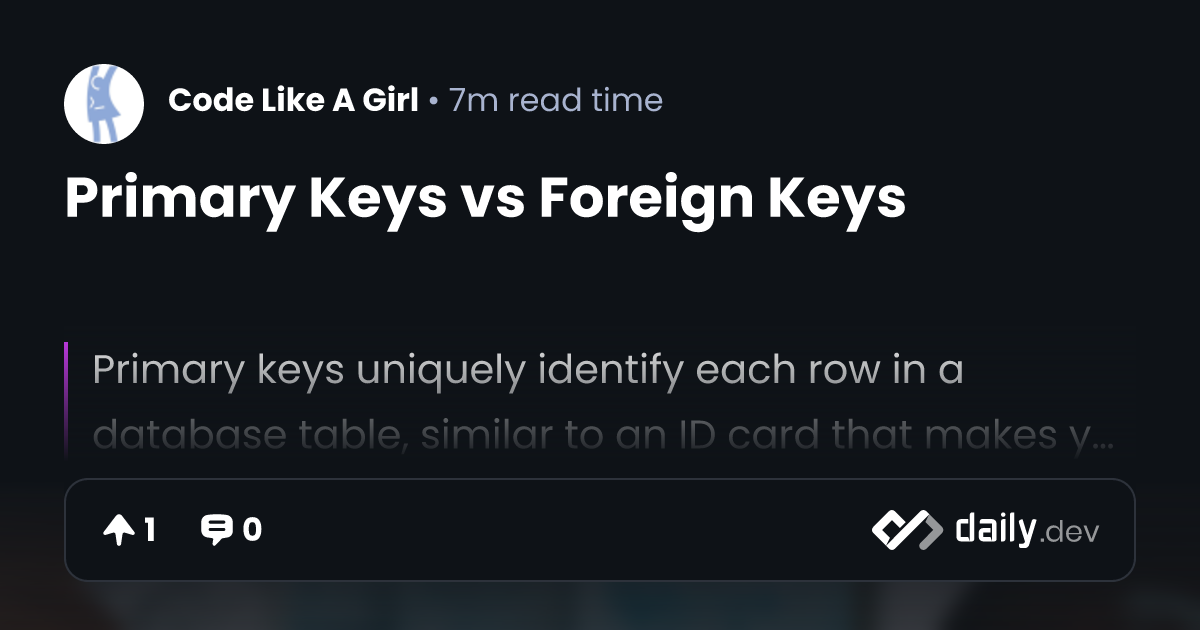 Primary Keys vs Foreign Keys | daily.dev