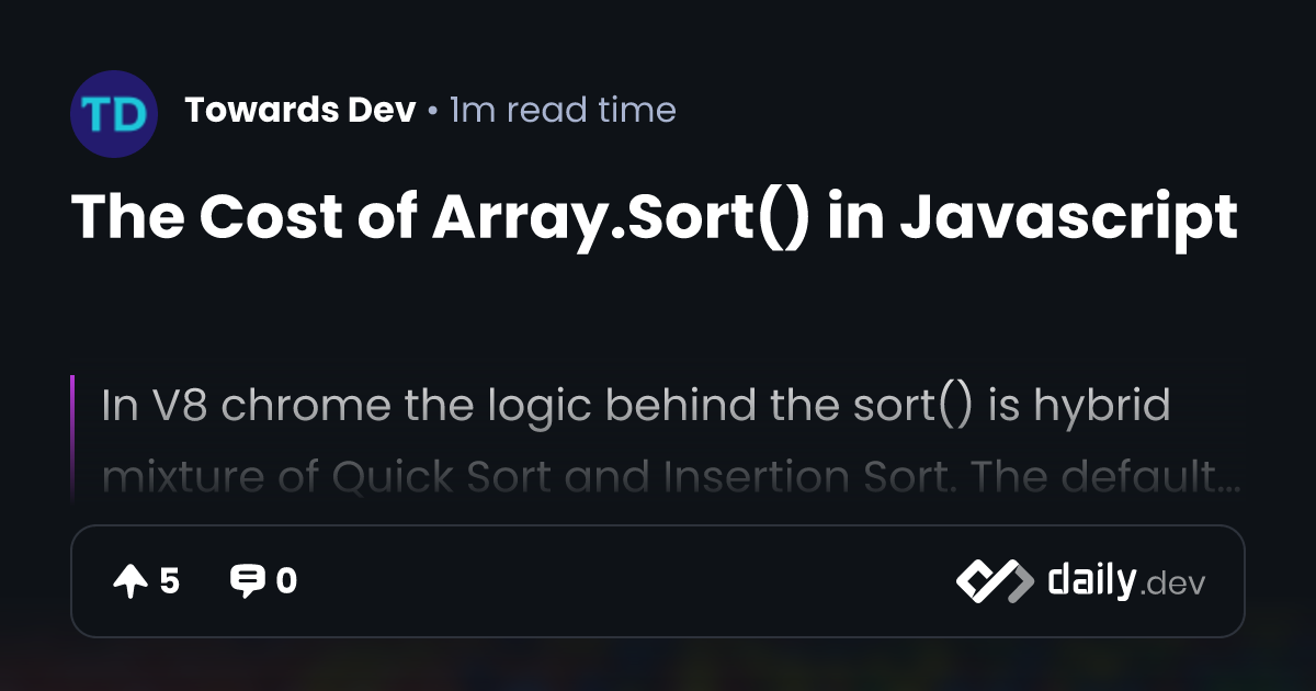 The Cost of Array.Sort() in Javascript | daily.dev
