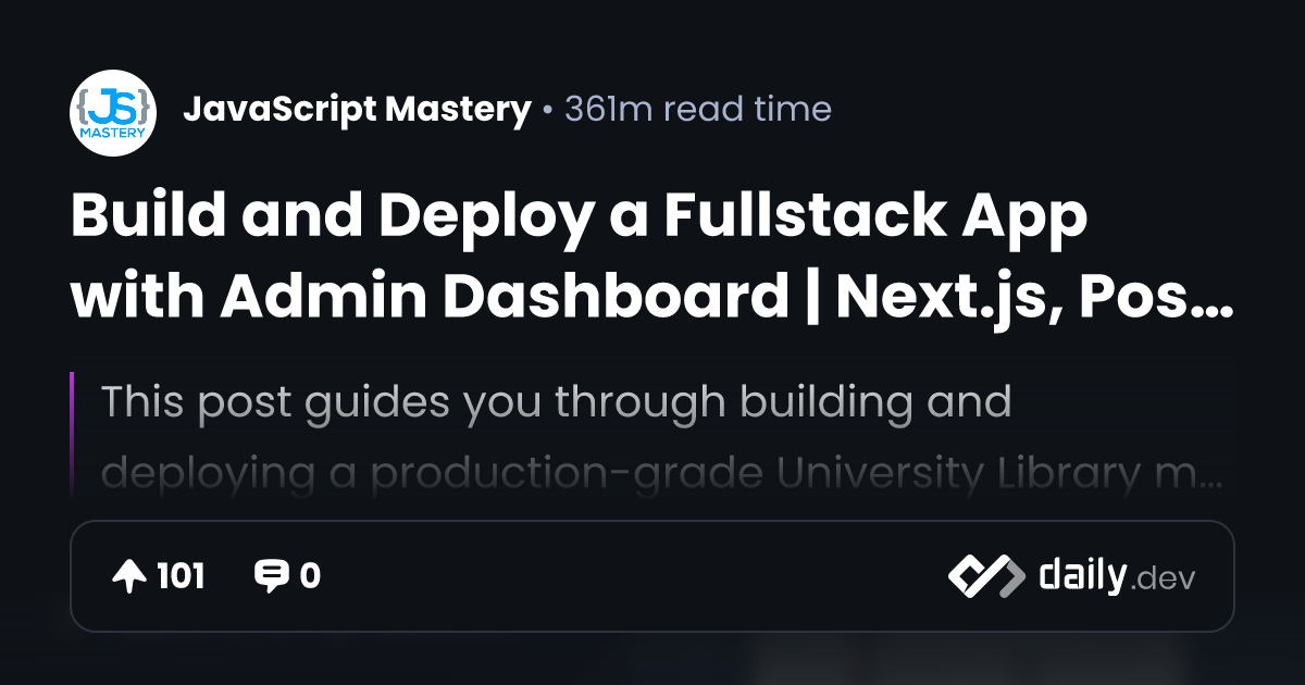 Build and Deploy a Fullstack App with Admin Dashboard | Next.js ...