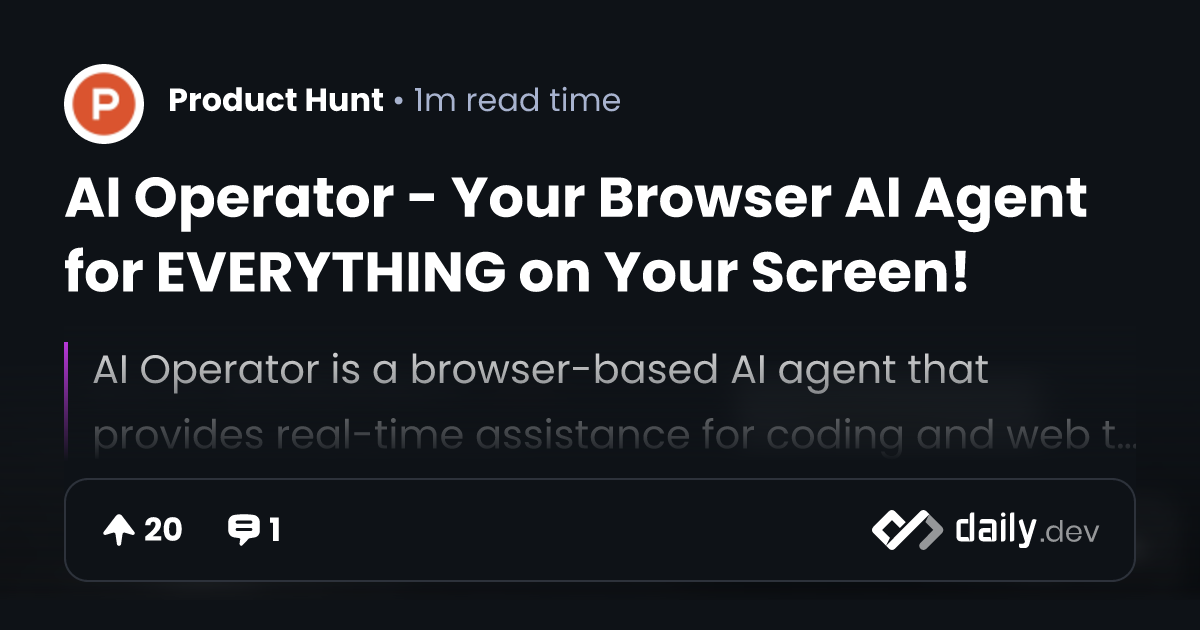 AI Operator - Your Browser AI Agent for EVERYTHING on...