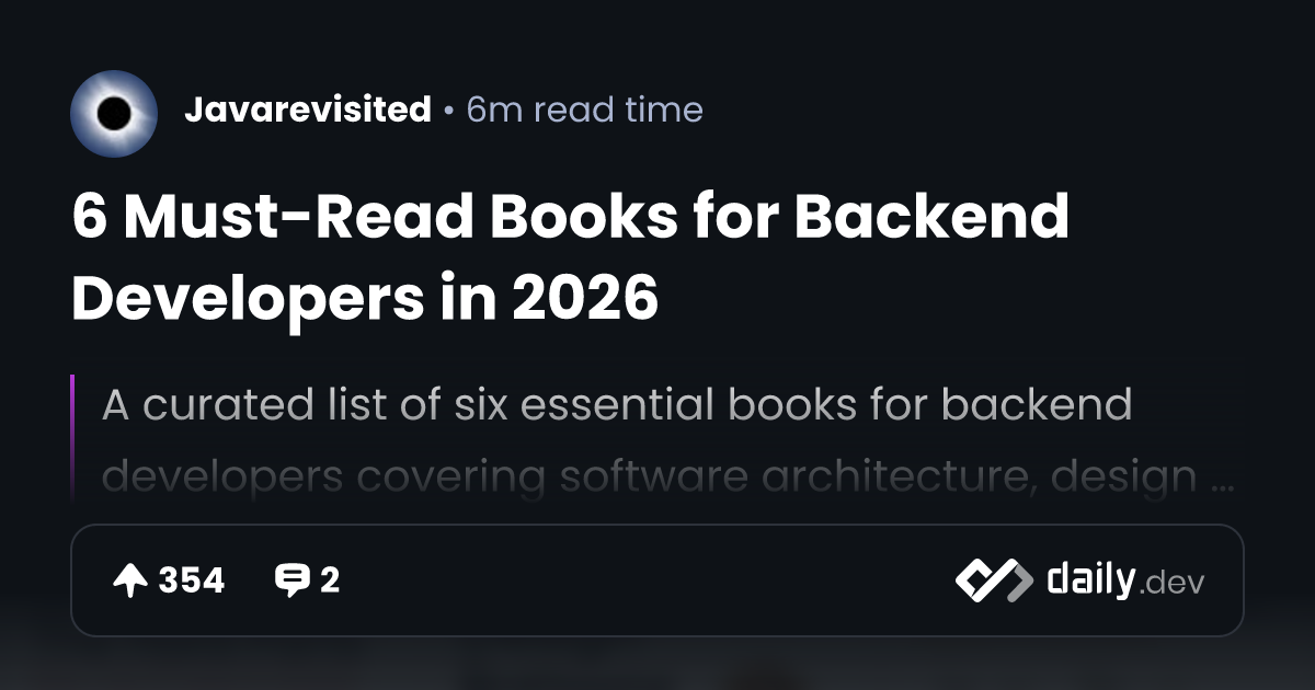 6 Must-Read Books for Backend Developers in 2026 | daily.dev