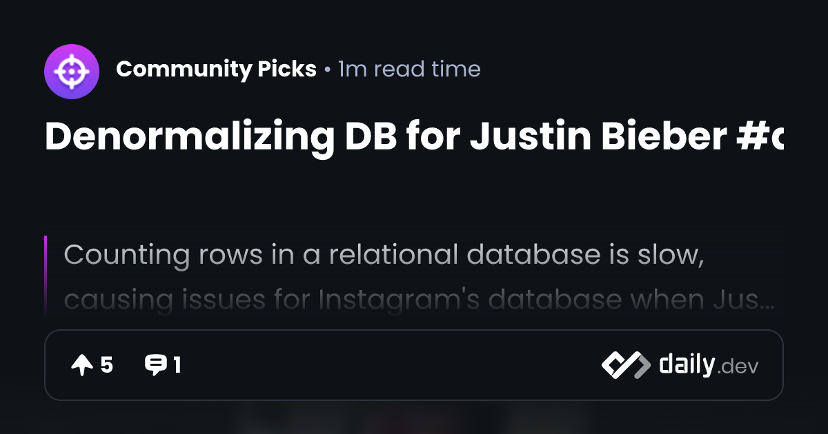 Denormalizing DB for Justin Bieber #database #sql #webdevelopment ...