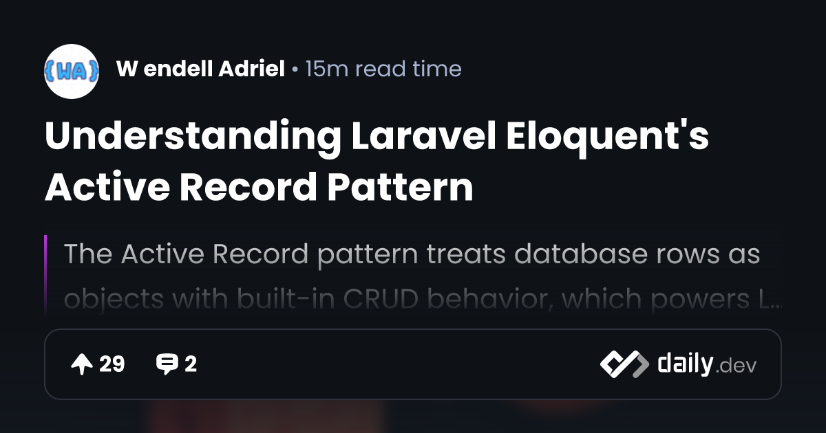 Understanding Laravel Eloquent's Active Record Pattern