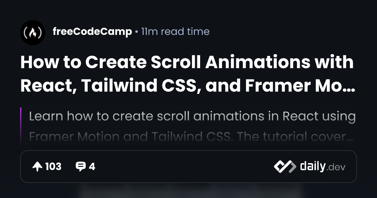How To Create Scroll Animations With React Tailwind Css And Framer Motion Dailydev