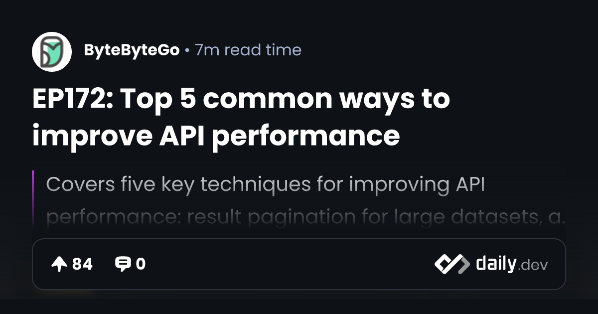 EP172: Top 5 common ways to improve API performance